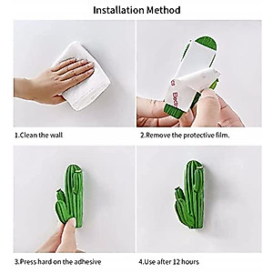 Cute Adhesive Hooks, Decorative Wall Hooks, Cactus Shaped Key Hooks for Home Apartment Entryway Decor-Wall Key Holder for Hanging Keys Purses, Double Sided Adhesive Wall Key Hooks-Green/3Pcs