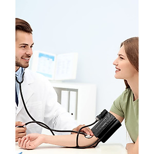 Clairre Professional Sphygmomanometer Manual Blood Pressure Cuff and Stethoscope Kit for Nurses/Doctors/Nursing Students, Carrying Case Included, Universal Cuff Size: 9-16 inch (Black)