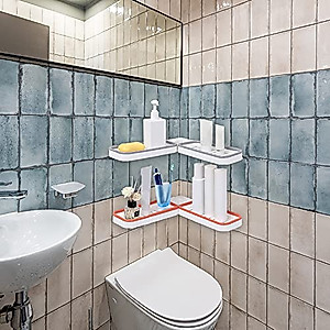 Foldable Corner Shower Caddy, No Drilling Self Adhesive Shower Organizer, Wall Mounted Bath Shelf, Shower Storage Rack for Bathroom, Kitchen, Living Room (Grey)