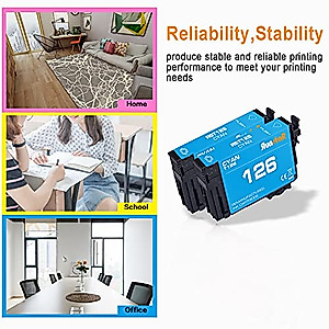 Run Star 2 Pack 126 Cyan Remanufactured Ink Cartridge Replacement for Epson 126 T126 use for Epson Stylus NX330 NX430 Workforce WF-3520 WF-3540 WF-7010 WF-7510 WF-7520 60 545 635 840 Printer (2 Cyan)