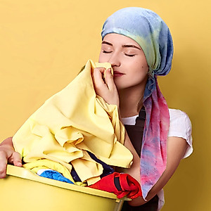 Sintege 4 Pcs Women Head Scarf Pre Tied Chemo Caps Slip on Turban Headwear Cancer Head Wraps Beanie Hat Bandana(Tie Dye Style)