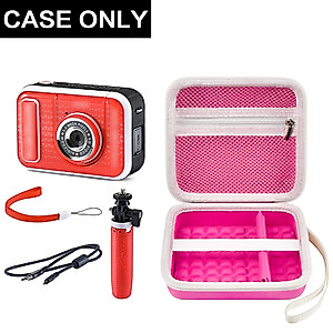 Kid Toy Camera Case for VTech Kidizoom Creator Cam Video Camera, Hard Travel Carrying Storage with Accessories Pocket - Pink