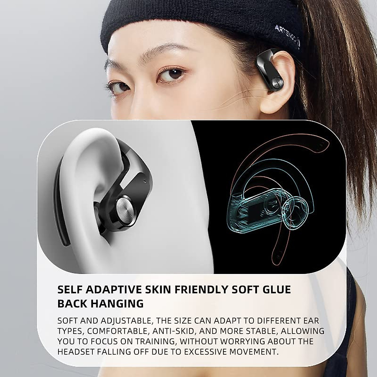 BRAIYV Bluetooth Headphones Wireless Earbuds Sports Over-Ear Bluetooth 5.3 Ear Buds Wireless Headphones for Workout Waterproof Bluetooth LED Power Display,Black