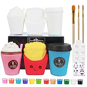 Jim&Gloria DIY Jumbo Squishies Paint Your Own Art And Crafts Kits Kawaii Squishy Toys For Boys And Girls Teens or Kids Birthday Gifts, Christmas Stockings Stuffers Thanksgiving Gift Basket (Pack of 3)