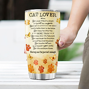 JENOIS Cat Gifts, Tumblers Lovers For, Tumbler 20 Oz With Lid And Straw, Pet Cat Lover