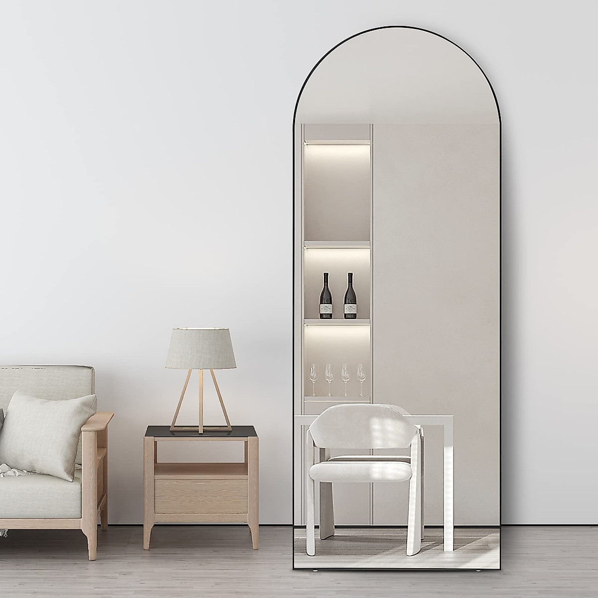 CISTEROMAN 65"x22" Full Length Mirror, Arched Mirror, Floor Mirror with Stand, Full Body Mirror, Wall Mirror for Bedroom, Dressing Room, Living Room