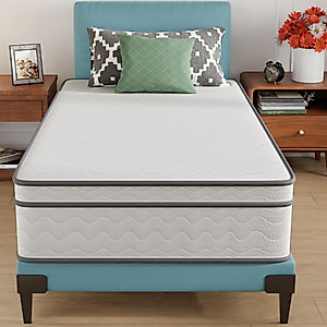 BLKMTY Mattress Twin Size Mattress 12 Inch Innerspring Mattress with Bamboo Charcoal Gel Memory Foam Mattress in a Box Twin Spring Mattress Pressure Relief for Adults CertiPUR-US Certified