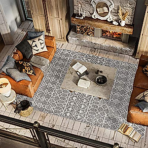 JONATHAN Y MOH209B-3 Izil Moroccan Beni Souk Indoor Farmhouse Area-Rug Bohemian Minimalistic Geometric Easy-Cleaning Bedroom Kitchen Living Room Non Shedding, 3 X 5, Gray,Cream