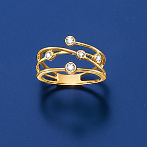 Ross-Simons 0.25 ct. t.w. Bezel-Set Diamond Crisscross Ring in 14kt Yellow Gold. Size 7