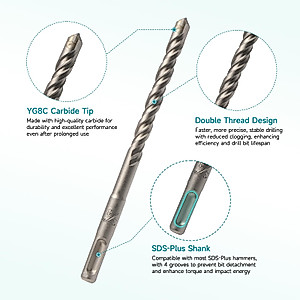 YOSIGHT 11Pcs Rotary Hammer Drill Bits and Chisel Set - SDS-Plus Carbide-Tipped Drill Bits and Chisels with Storage Pouch - Ideal for Concrete Brick Stone and Other Masonry Construction Materials