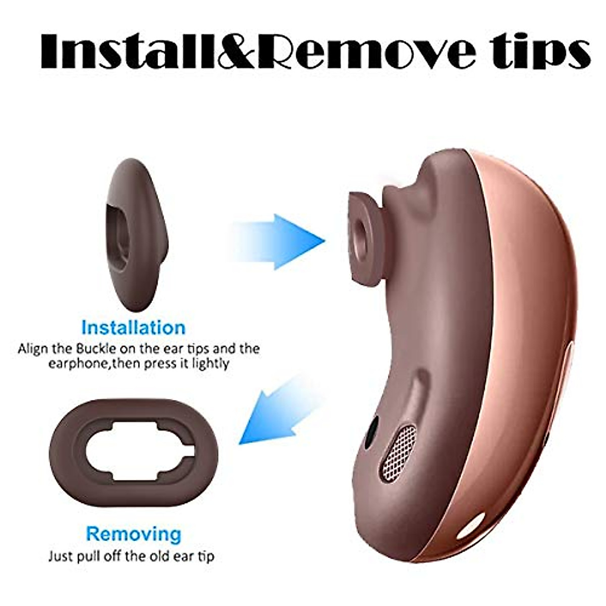 Woocon [8 Pairs] for Galaxy Buds Live Ear Tips Anti-Slip/Dust Silicone Ear Tips Ear Cushion Ear Gel Accessories Compatible with Samsung Galaxy Buds Live - S/L (Rose Gold)