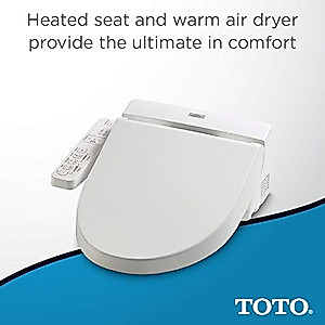 TOTO SW2033R#01 C100 Electronic Bidet Toilet Cleansing Water, Heated Seat, Deodorizer, Warm Air Dryer, and PREMIST, Round, Cotton White