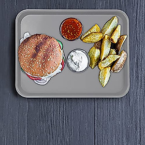 Pekky Plastic Fast Food Trays, Grey Serving Tray, 17.2"x13.5"x0.9", 4 Packs