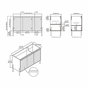 Dowell 48" Fluted Design Vanity Set – Modern Glossy White Bathroom Cabinet with Soft-Close Doors & Shelves, Single Resin Basin, and Black Legs | 002 48 21KD/4818BPS
