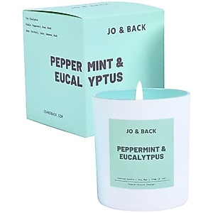 Peppermint & Eucalyptus, Premium Scented Candles, Non Toxic, 46h Burn, 8.1oz Soy Wax, Aromatherapy, Strong and Long Lasting Jar Candle for Home, Gifts for Women and Men, Spring Candle, Velas Aromatica