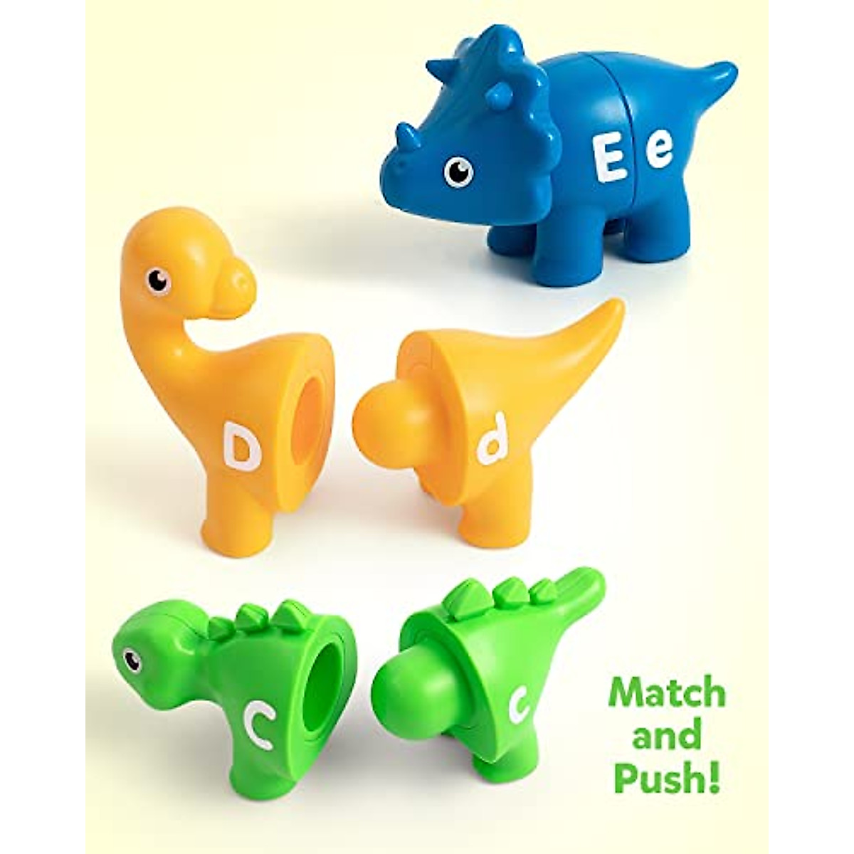 Coogam Matching Letters Fine Motor Toy, 26 PCS Double-Sided ABC Dinosaur Alphabet Match Game with Uppercase Lowercase, Preschool Educational Montessori Learning Toys for Toddlers Boys Girls