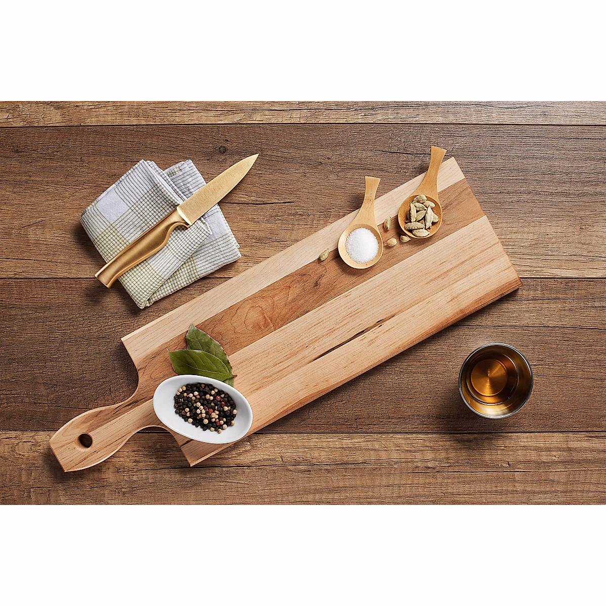 Labell Boards L06207 Reversible Cutting Board with Handle, 6x20x0.75", Maple