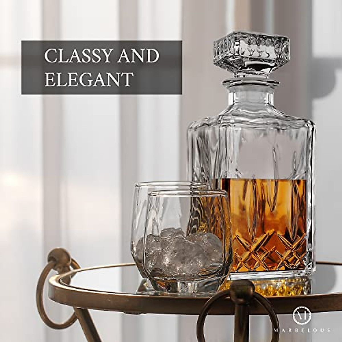 Glass Whiskey Decanter Set Of 2, 800ml Liquor Decanter with Airtight Stopper for Scotch, Liquor, Bourbon, Wine, Mouthwash, Decorative Gift