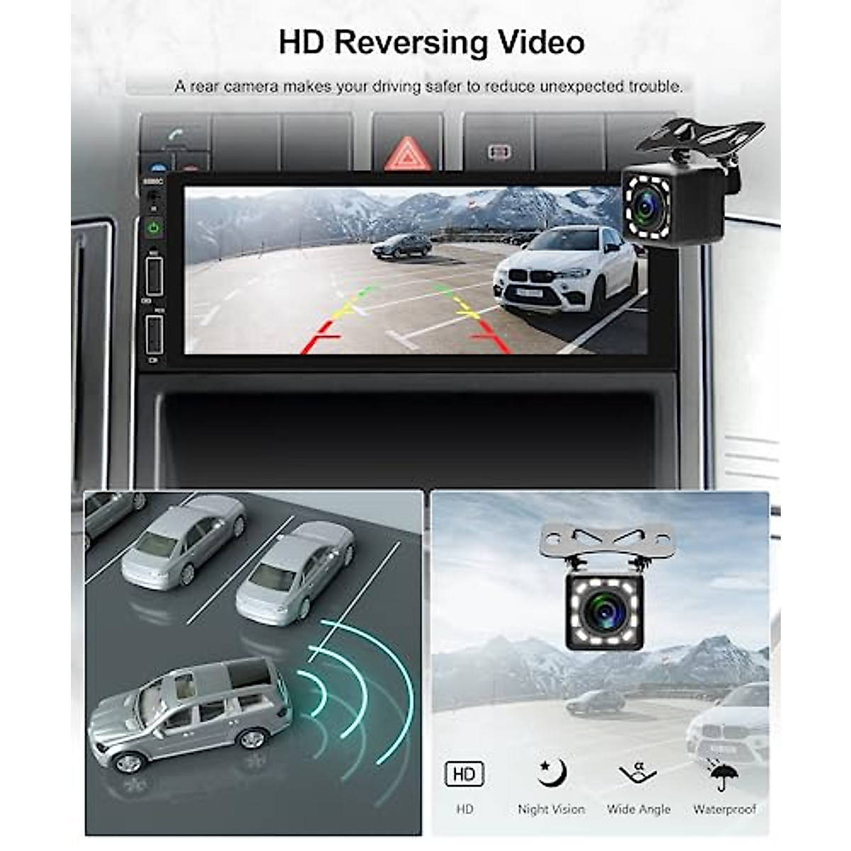Single Din Touchscreen Car Stereo with Wireless Apple CarPlay, Rimoody 6.86" 1 Din Car Radio with with Android Auto Bluetooth FM Radio EQ Mirror Link Car mp5 Player TF/USB Rear View Camera