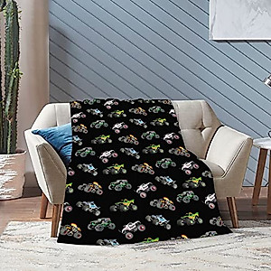 Monster Trucks Blanket Gifts Throw Blankets Birthday Present Soft Blankets for Couch Bedroom Sofa 50x40inch