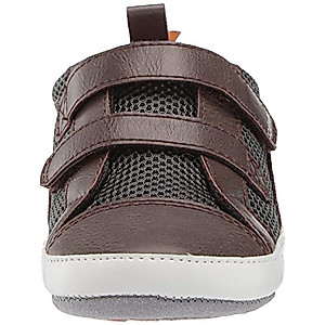 RO + ME by Robeez Baby Boy Crib Shoes Boys Infant Athletic Sneaker, Dinosaur Brown, 18-24 Months