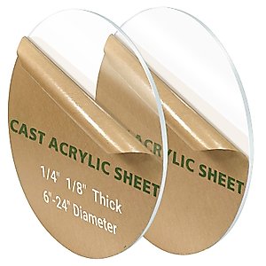2 Pieces 1/8" Round Plexiglass Sheet, 10 Inch Diameter Clear Acrylic Circle, Round Cake Disk Acrylic Sheet, Plexiglass Table Top, Round Acrylic Backdrop