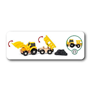 BRIO Construction Vehicles - Premium Wooden Toy Train Set | Fun and Educational | Easy Magnetic Couplings | FSC Certified Wood | Ideal Christmas or Birthday Gift