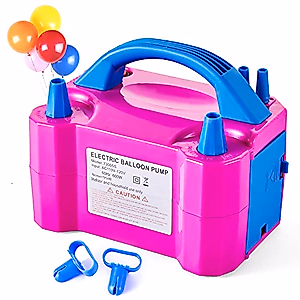DEMELA Electric Air Balloon Pump Portable Air Blower Pump for Balloons 110V 600W Dual Nozzle Electric Inflator for Party Decoration Sports Rose Red
