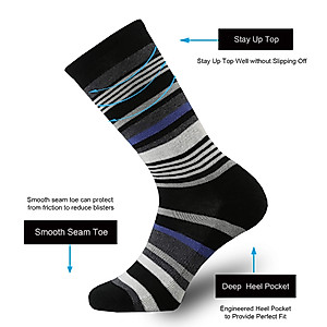 ONKE Merino Wool Cushion Crew Socks for Women Ladies Colorful Casual Dress Outdoor Trail Hiking Hike All Seasons Medium Warm(Multicolor9)