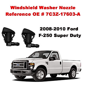 ZHParty 7C3Z-17603-A Wiper Spray Nozzle for Super Duty 2011-2016, Windshield Washer Nozzle fits for Ford 2008 2009 2010 F250 F350 F450 F550, for Fiesta 2011-2015 - Replaces OEM # BE8Z-17603-A, 2 Pcs
