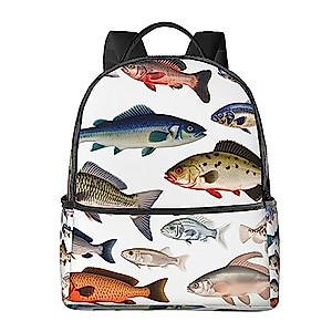 BAFAFA Different Fish Printed Travel Backpack Business Work Bag Computer Bag Outdoor Sports Rucksack
