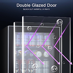 Antarctic Star 60 Can Mini Fridge Cooler - Beverage Refrigerator Glass Door for Beer Soda Wine – Small Drink Dispenser Clear Front Removable for Home, Office Bar (1.6cu.ft)