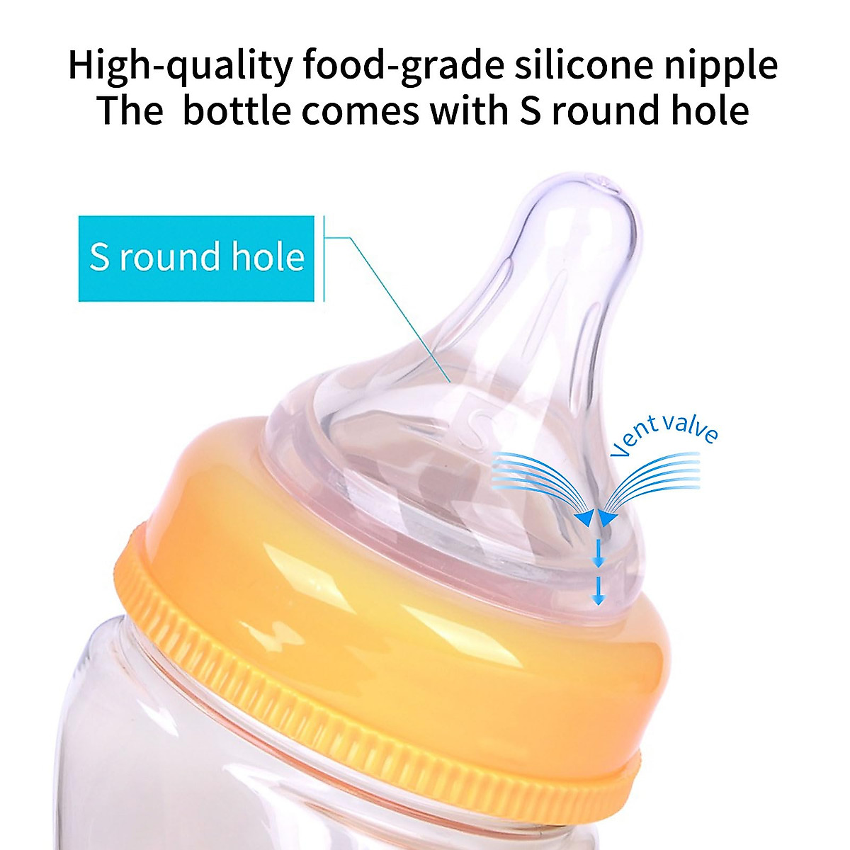 M&M Curved Baby Bottles with Nipples Size S, Angled Baby Bottle, PPSU, 8 Ounce, 1 Pack