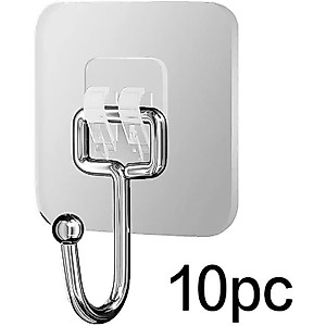 cnejucw Large Adhesive Hooks for Hanging Heavy Duty Wall Hooks 22 lbs Self Adhesive Towel Hook Waterproof Transparent Hooks 10 Pack(White) (guagou 2)