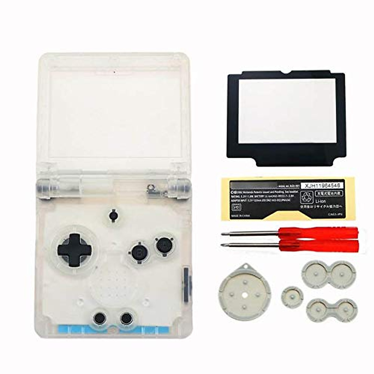 Full Housing Case Cover Housing Shell Replacement for Game boy Advance SP GBA SP Shell Case with Buttons Kit-Clear