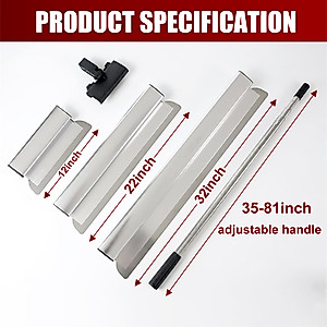 Drywall Skimming Blade Set - Drywall Tools with 12", 22” & 32" Skimming Blades and 35"-81" Extension Handle, Stainless Steel Drywall Knife Set, Extruded Aluminum, High-Impact End Caps