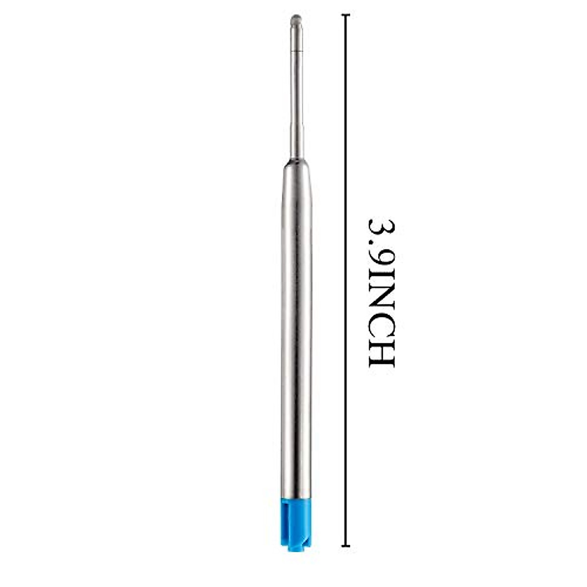 HeTaoCat Blue Ink Refill Pack of 5, Replaceable Ballpoint Pen Refills, Medium Point Metal Refil (Blue)