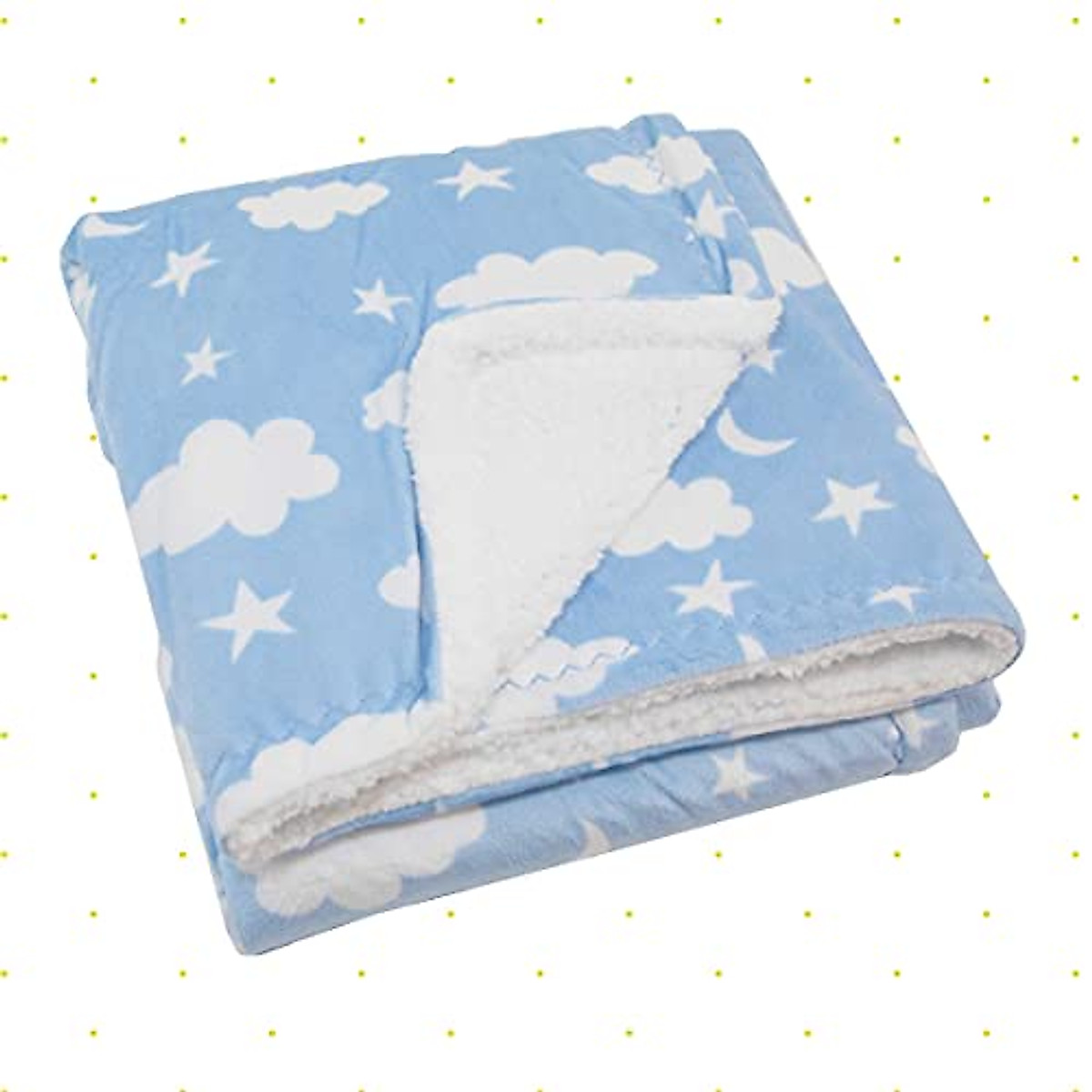 Spasilk Baby Boys Fleece Velboa Baby Blanket for Bed and Strollers, Blue Clouds
