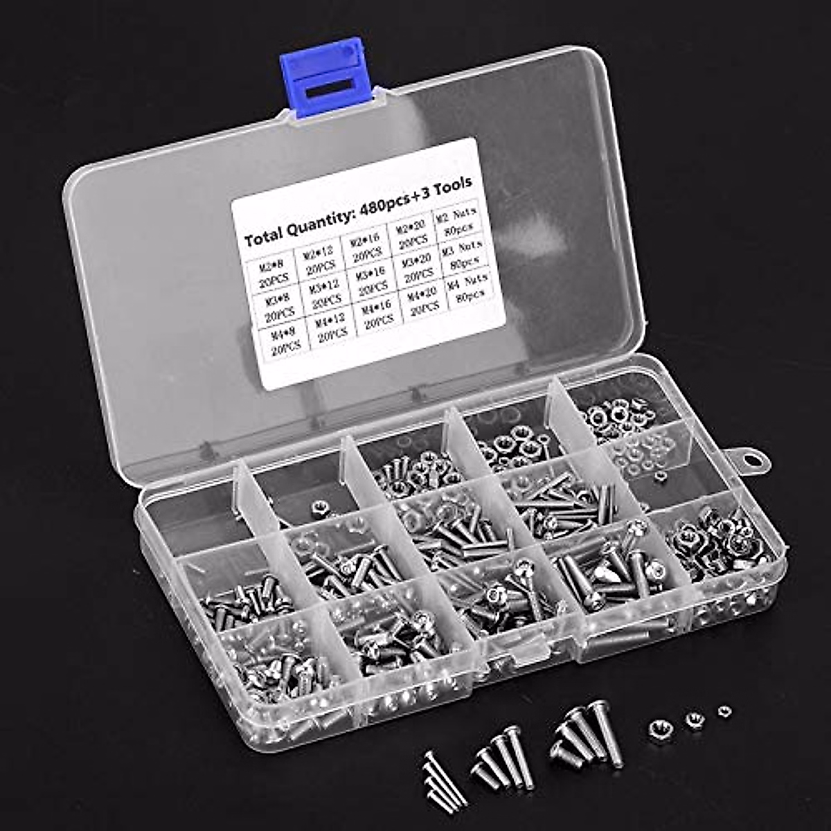 Screw 480Pcs M2/M3/M4 Screw Machine Screws Set Screws&Bolts Stainless Steel for Laptop/Phone/PC/Hard Disk/Keyboard Fasteners tornillos