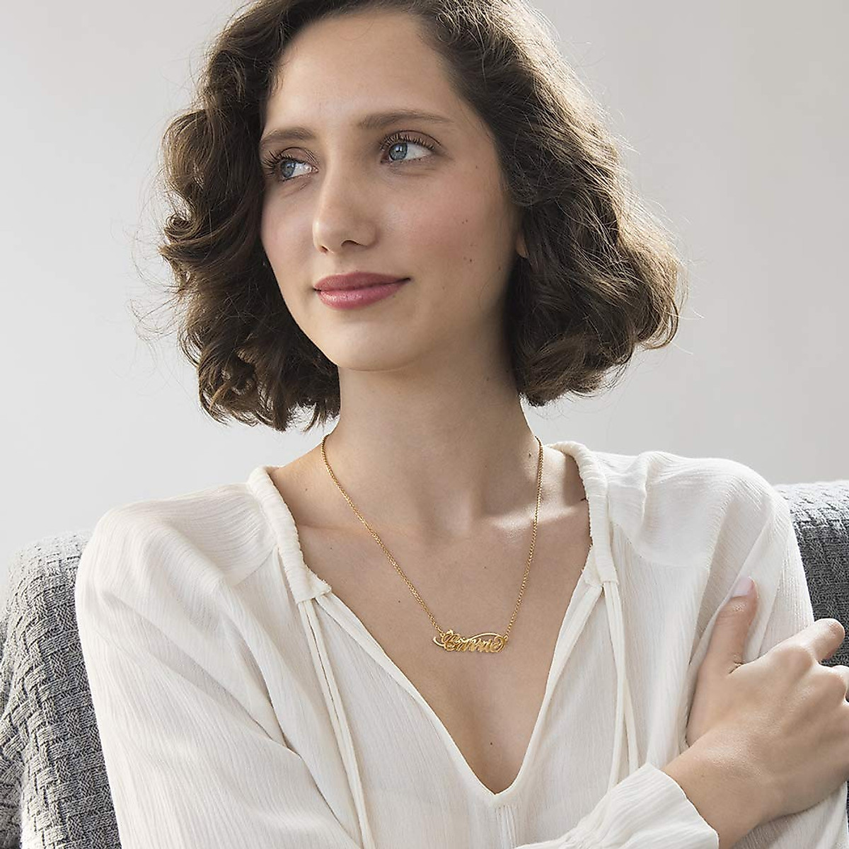 MyNameNecklace Personalized Name Necklace-My Name Custom Pendant Nameplate Precious Metals Sterling Silver 925 & Gold Plating - Christmas Jewelry Gift