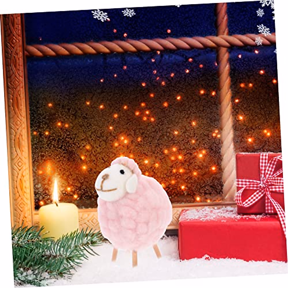 Abaodam Little Sheep Ornament Plushie Mini Dolls Desktop Fluffy Sheep Mini Sheep Statue Xmas Sheep Ornament Desktop Sheep Doll Felt Sheep Doll Crafts Christmas Sheep Decoration