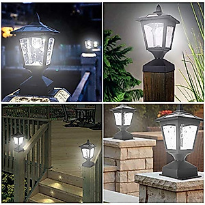 Solar Post Lights Outdoor, Solar Lamp Post Cap Lights for Wood Fence Posts Pathway, Deck, Pack of 2