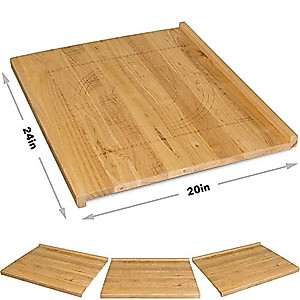 Zelancio Reversible Wooden Pastry Board - 24" x 20" Pastry Board with Engraved Ruler and Pie Board Template, Features Front and Back Counter Lip