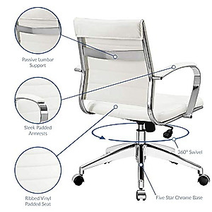 Modway Jive Office Chair, Mid Back, White