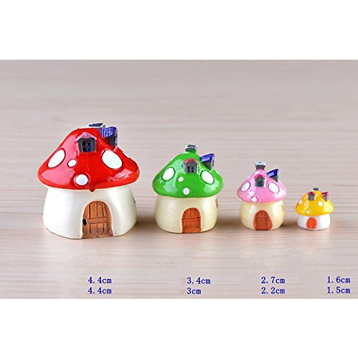 SUN-E 4 Color&Size in Set Miniature Fairy Garden Mushroom House Ornament Outdoor Decor Home Office School Decoration
