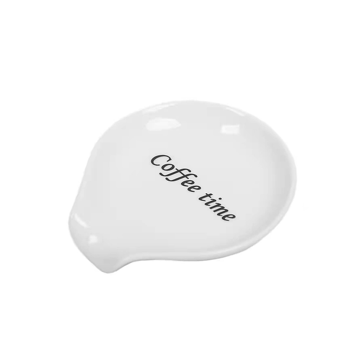 TPing Coffee Spoon Rest,Cute Ceramic Tea Spoon Rest For Stove Top Countertop, Kitchen Counter Coffee Lovers Gift, Small, White, 4*3.5