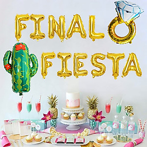 KUNGOON Final Fiesta Bachelorette Party Decorations,Mexican Fiesta Theme Bridal Shower/Baby Shower/Wedding/Birthday Party Decorations Set.(Gold)