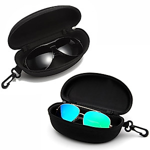 Nicunom 6 Pack Sunglasses Case Portable Travel Glasses Case, Zipper Shell Eyeglasses Cases with Hook and Cleaning Cloth