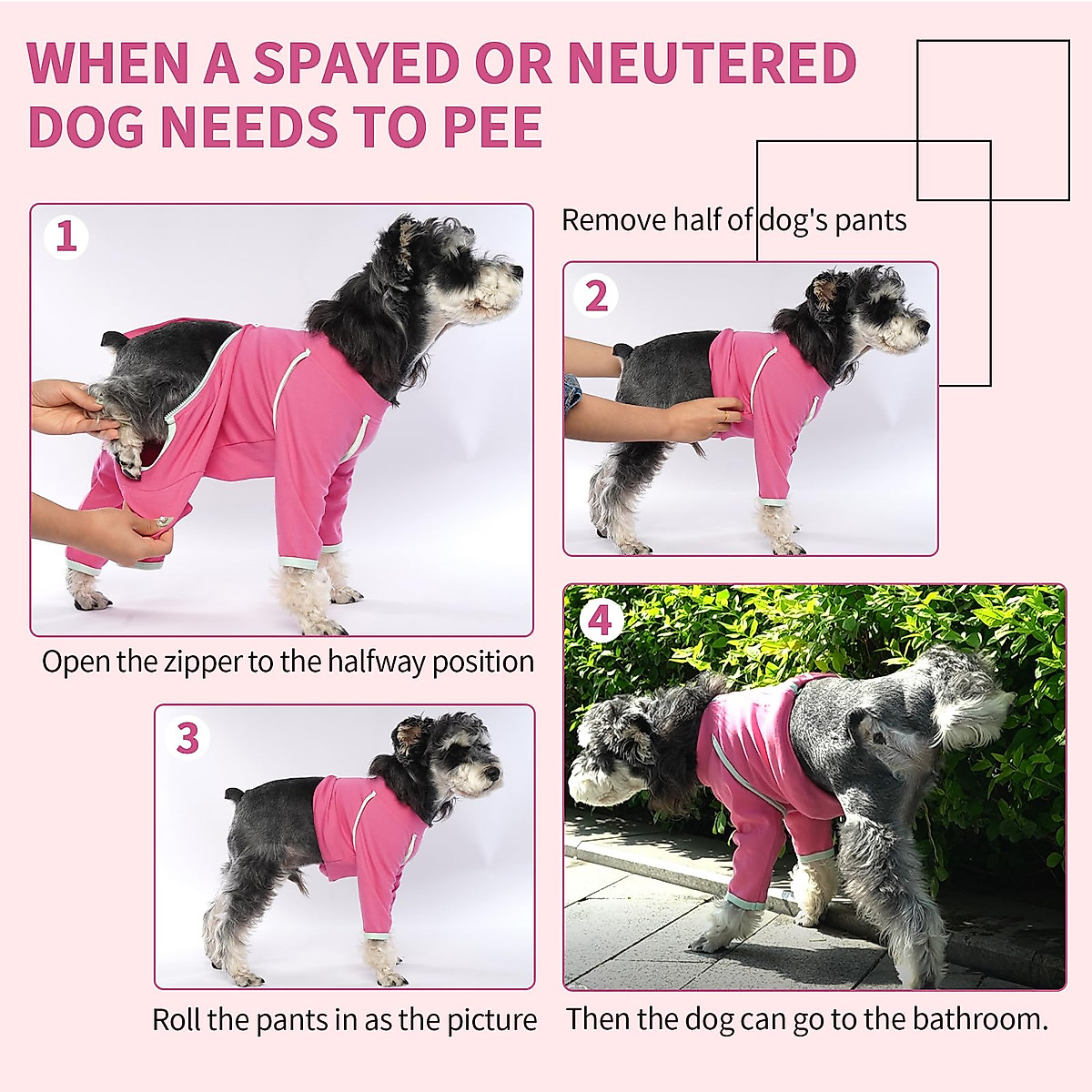 FUAMEY Recovery Suit for Dogs, Long Sleeve Dog Onesie for Surgery Female, Male Neuter Abdominal Wound Surgical Suit Dog Prevent Licking Wounds Shedding Suit Jumpsuit with Zipper