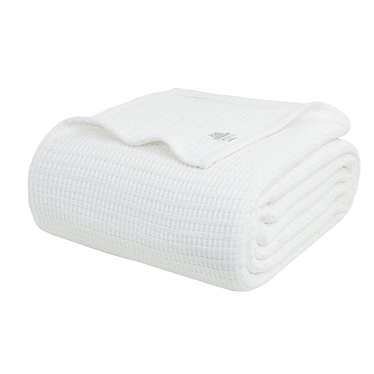 Tex Trend 100% Cotton Blanket King Size for Bed - Classic Fall Blanket, Lightweight, Thermal, Breathable, Soft Woven Blanket for All Seasons, White, 90x108 Inches